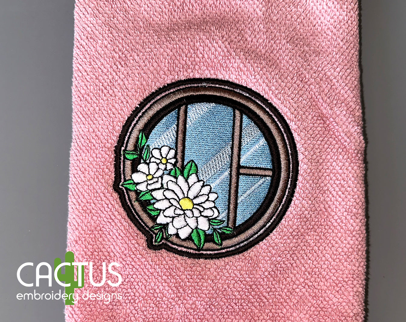 Round Window Patch Embroidery Design – Cactus Embroidery Designs