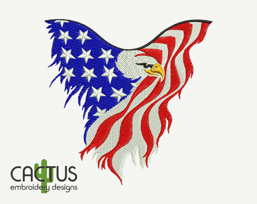 American Flag Eagle Embroidery Design – Cactus Embroidery Designs