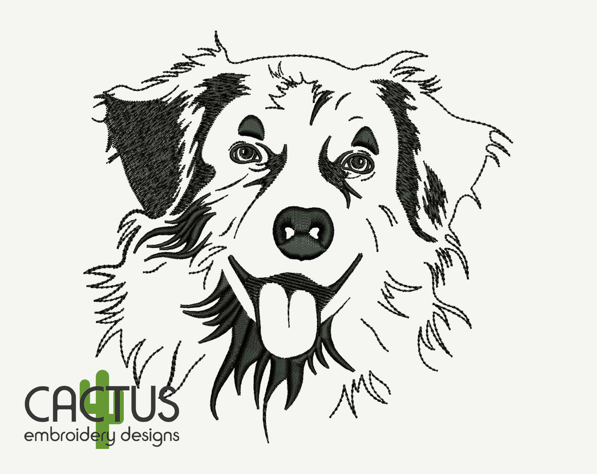 Australian Shepherd Embroidery Design – Cactus Embroidery Designs