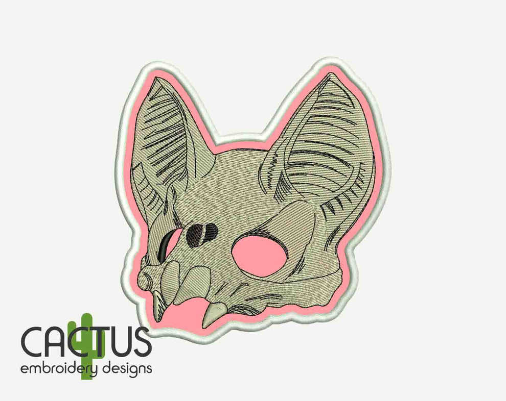 Bat Skull Patch Embroidery Design – Cactus Embroidery Designs