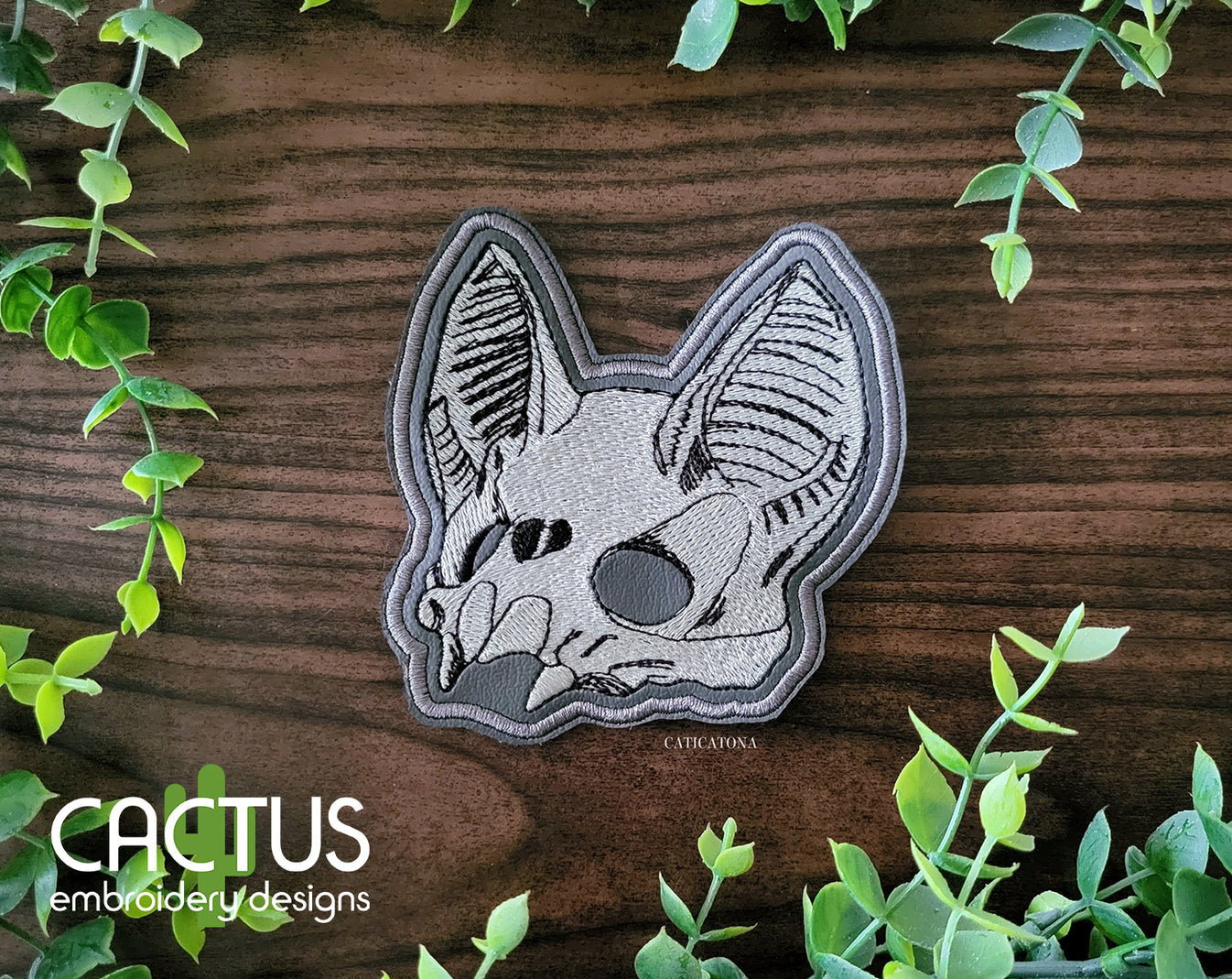 Bat Skull Patch Embroidery Design – Cactus Embroidery Designs