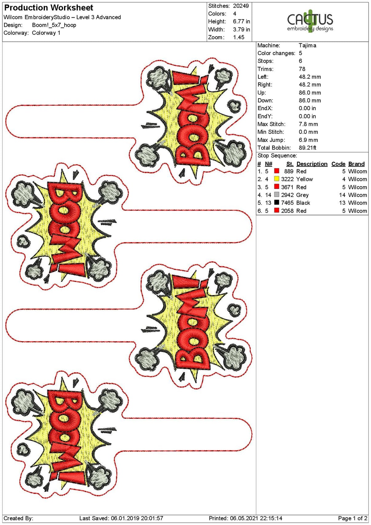 Boom! Snap Tab – Cactus Embroidery Designs