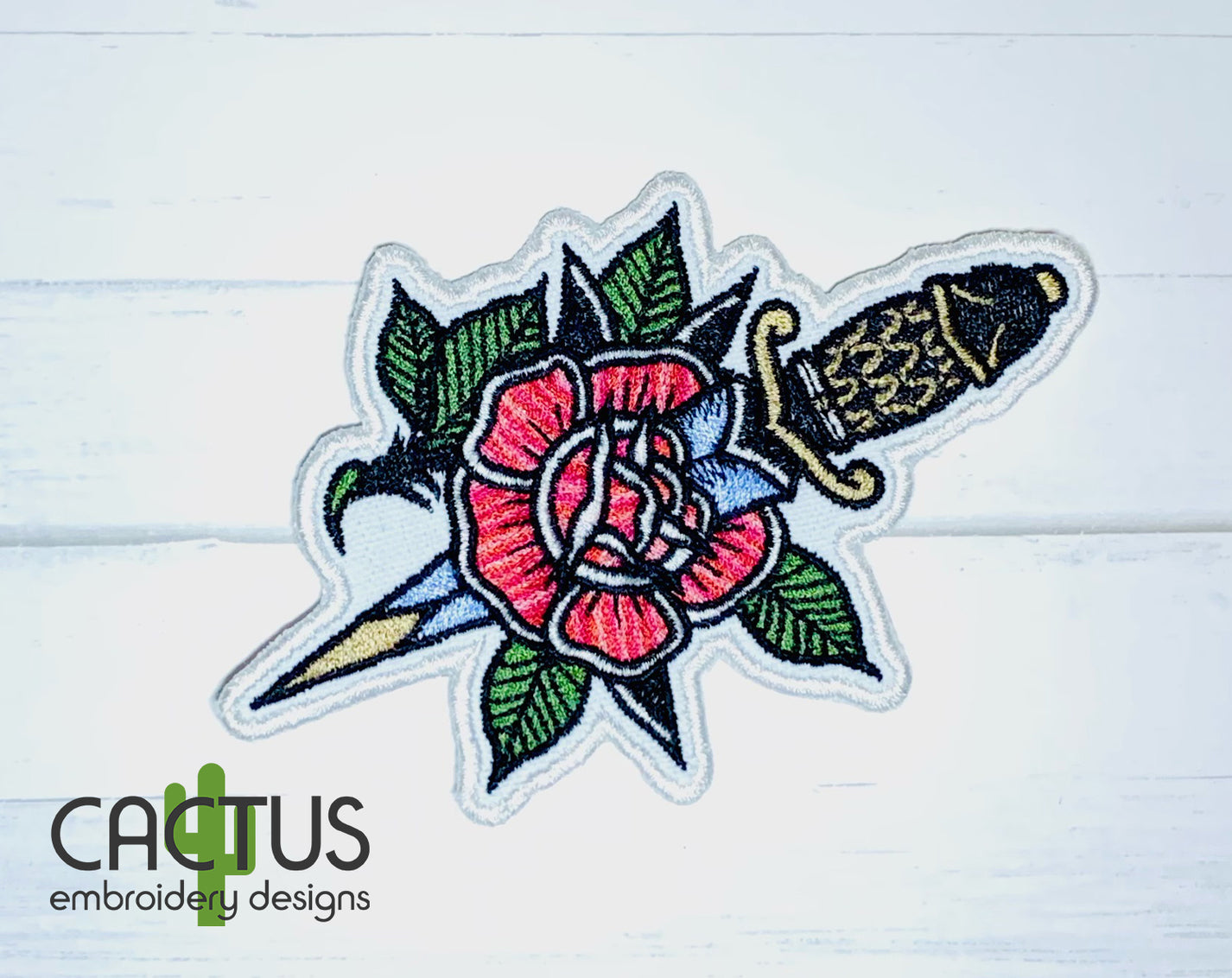 Dagger Patch Embroidery Design – Cactus Embroidery Designs