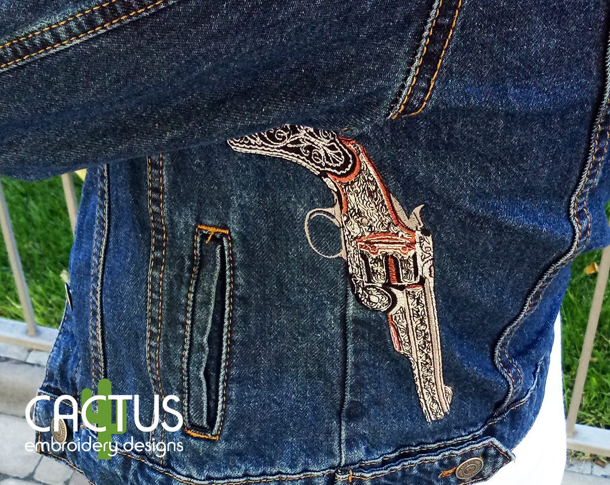 Gun Patch Embroidery Design – Cactus Embroidery Designs
