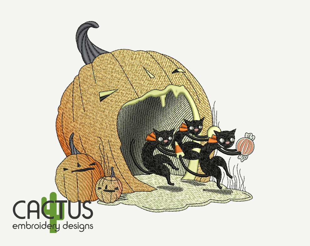 Halloween Cats Embroidery Design – Cactus Embroidery Designs