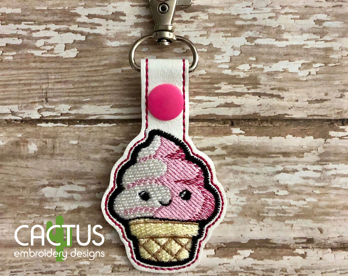 Ice Cream Snap Tab – Cactus Embroidery Designs
