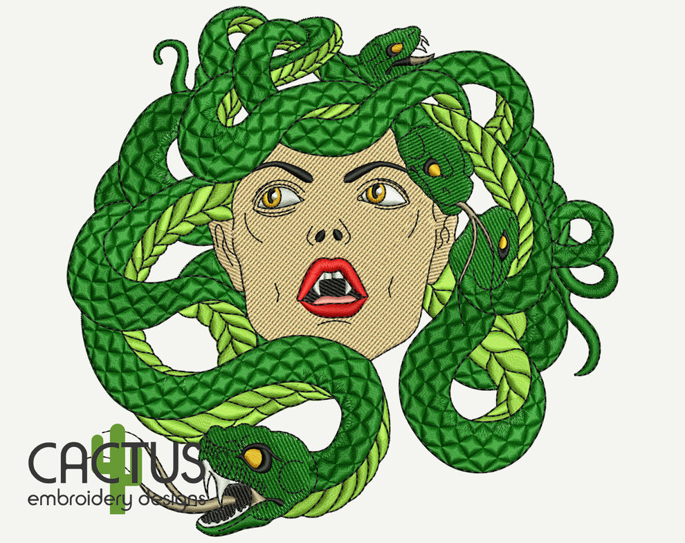 Medusa Embroidery Design – Cactus Embroidery Designs