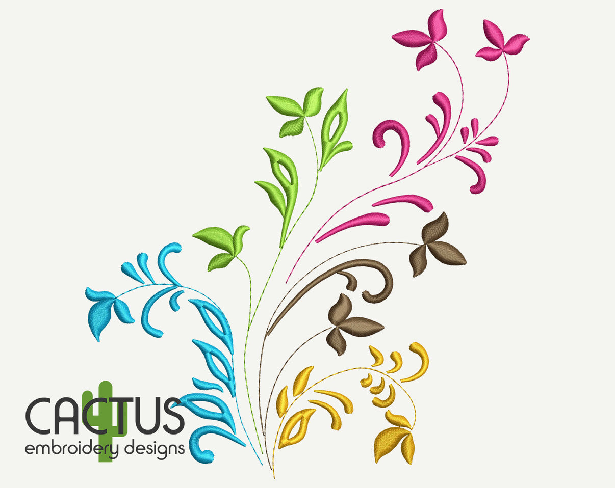 Curls Embroidery Designs – Cactus Embroidery Designs
