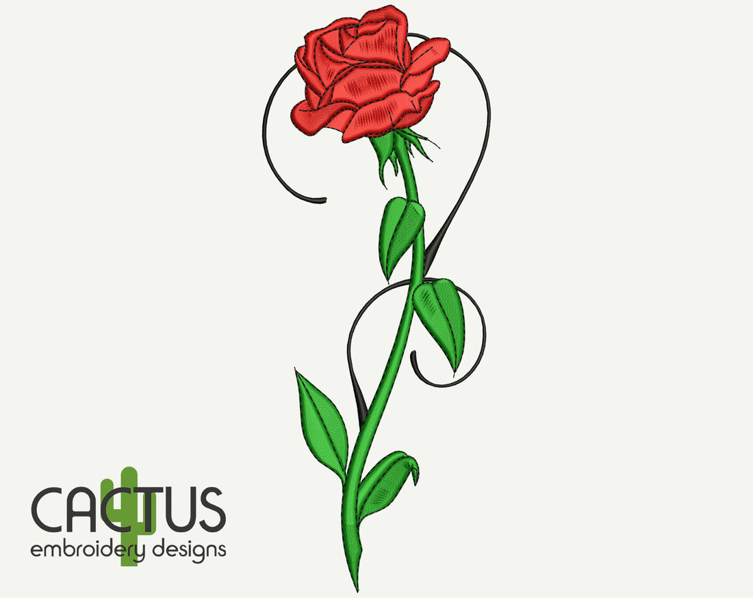 Red Rose Embroidery Design – Cactus Embroidery Designs