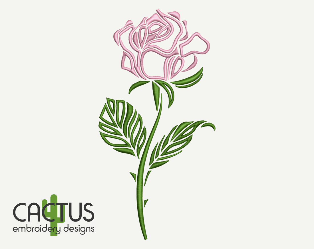 Simple Rose Embroidery Design – Cactus Embroidery Designs