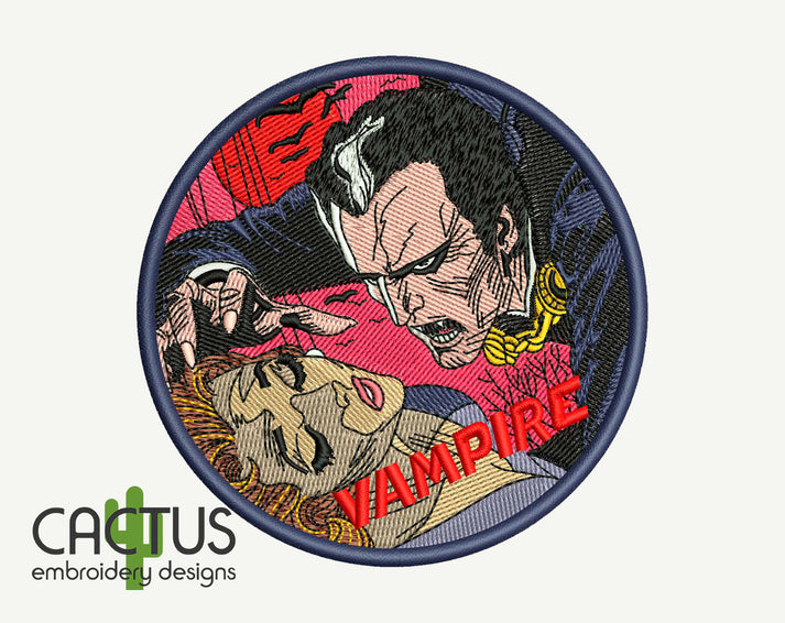 Vampire Patch Embroidery Design – Cactus Embroidery Designs