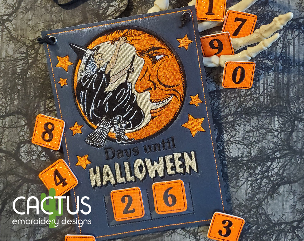 Witch Days till Halloween Countdown Embroidery Design – Cactus ...