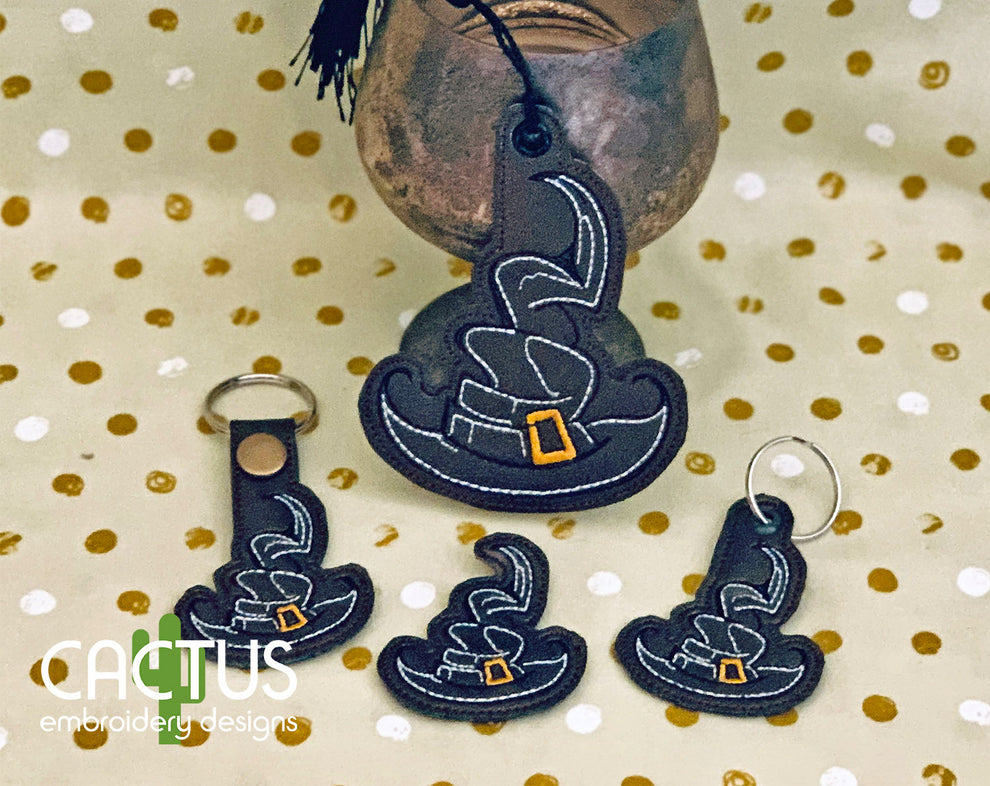Witch Hat Set of Bookmark\Bag Tag, Eyelet Fob, Feltie, Snap Tab ...